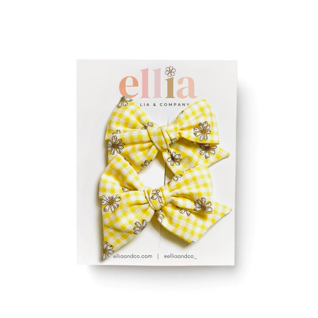Yellow Gingham Daisies - Mini Twirl Piggie Clips – Ellia & Co.